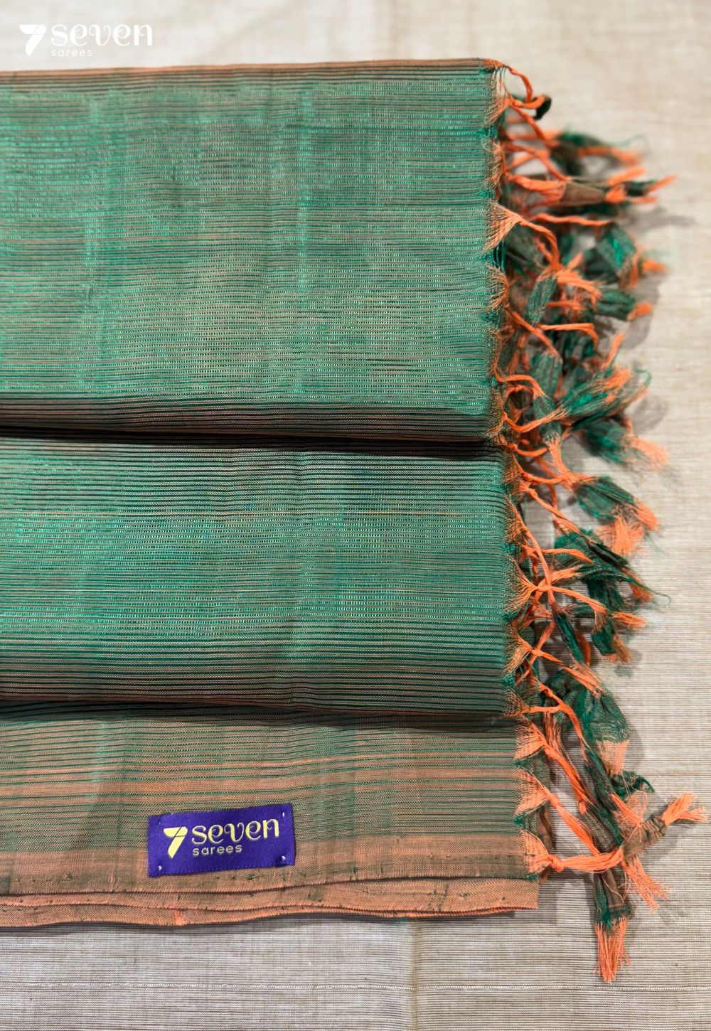 Tamra Haritam Mangalagiri Handloom Green Vegan Silk Saree - Seven Sarees