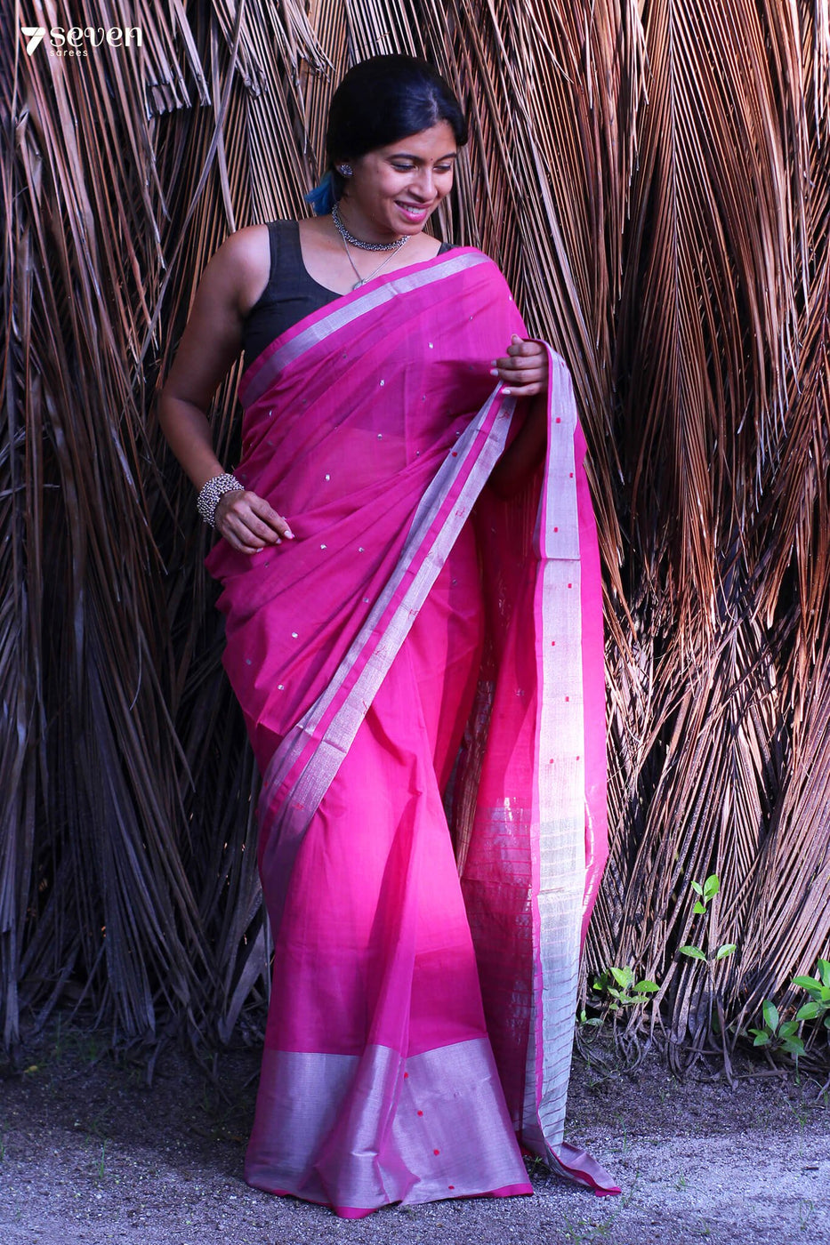 Dipam Handloom Venkatagiri 100% cotton Pink Saree - Seven Sarees